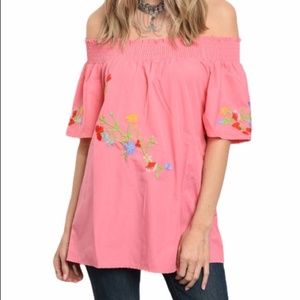 Tops | S M L Pink Off The Shoulder Top Floral Top Nwt | Poshmark